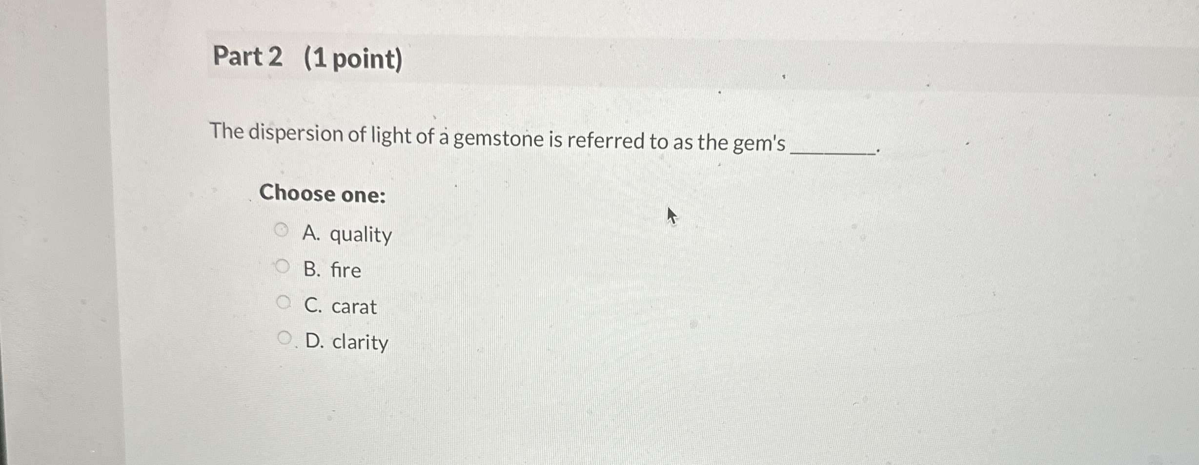 Solved Part 2 (1 ﻿point)The dispersion of light of a | Chegg.com