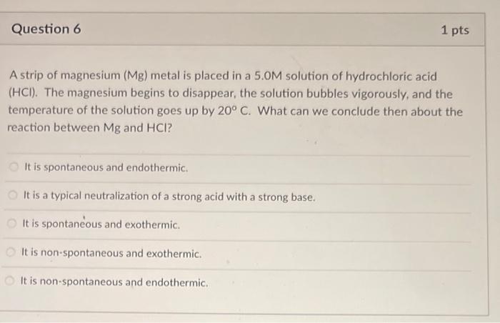 Solved A strip of magnesium ( Mg) metal is placed in a 5.0M | Chegg.com