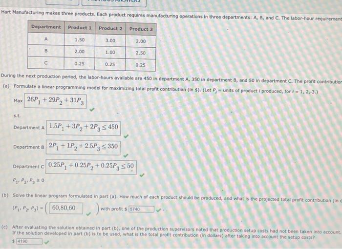 Solved (c) After evaluating the solution obtained in part | Chegg.com