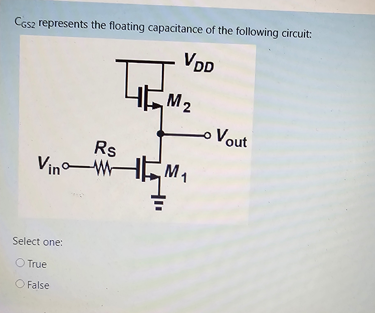 Solved CGS2 ﻿represents the floating capacitance of the | Chegg.com