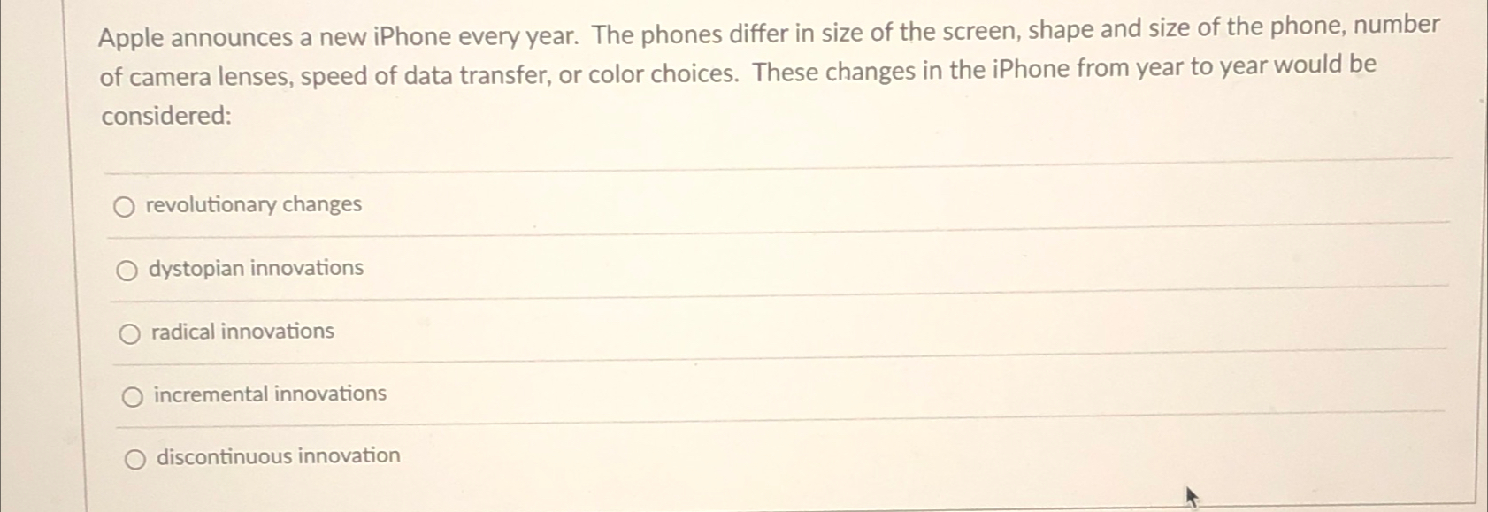 Solved Apple announces a new iPhone every year. The phones | Chegg.com