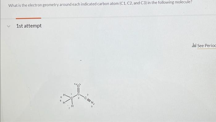 Solved What is the electron geometry around each indicated | Chegg.com