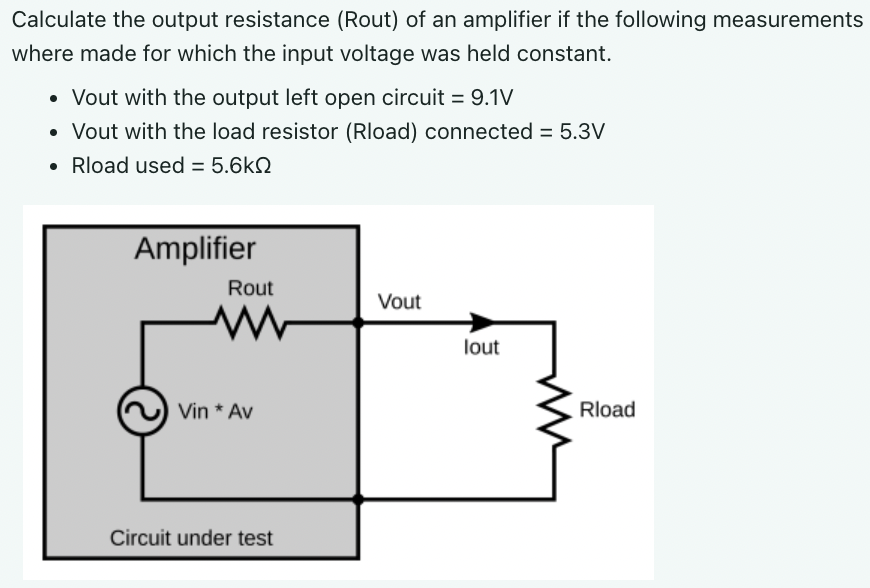 Solved Calculate the output resistance (Rout) ﻿of an | Chegg.com