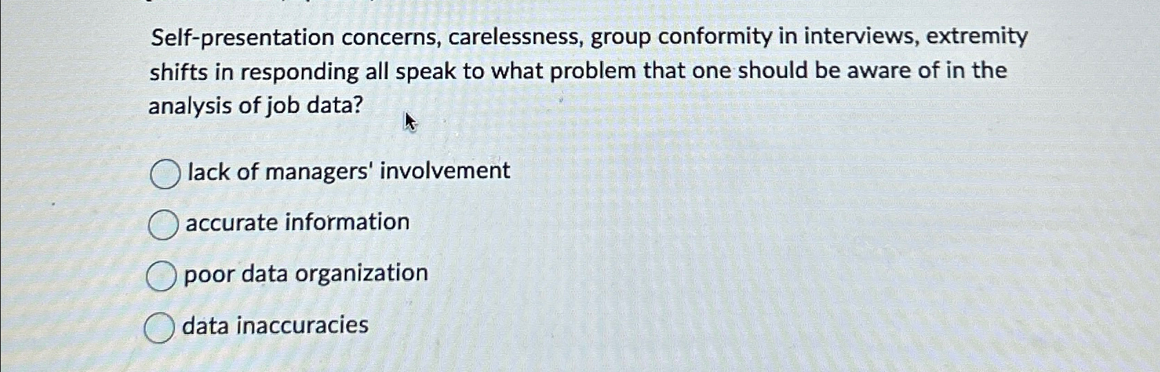 Solved Self-presentation concerns, carelessness, group | Chegg.com