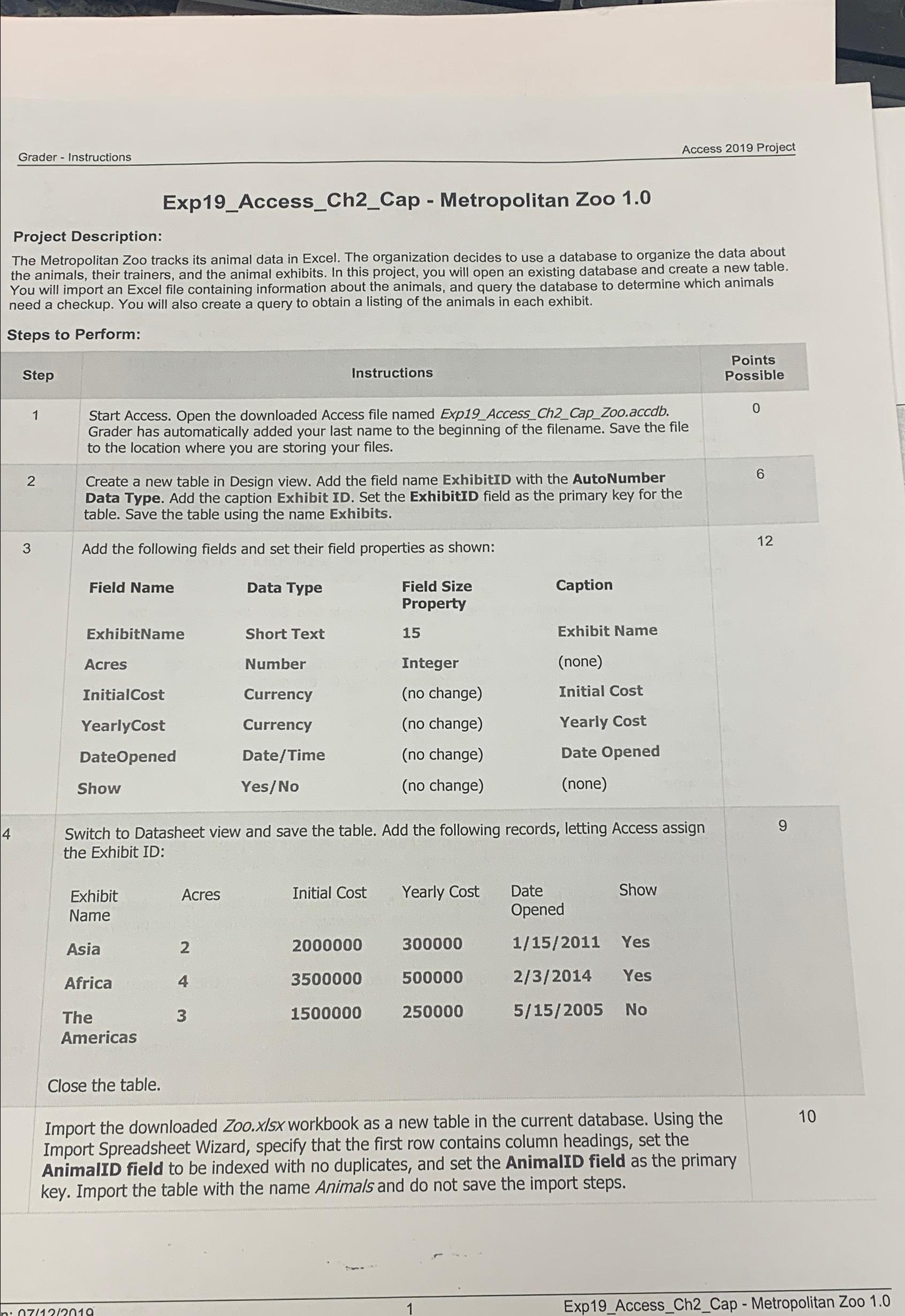 Solved Grader - ﻿InstructionsAccess 2019 | Chegg.com