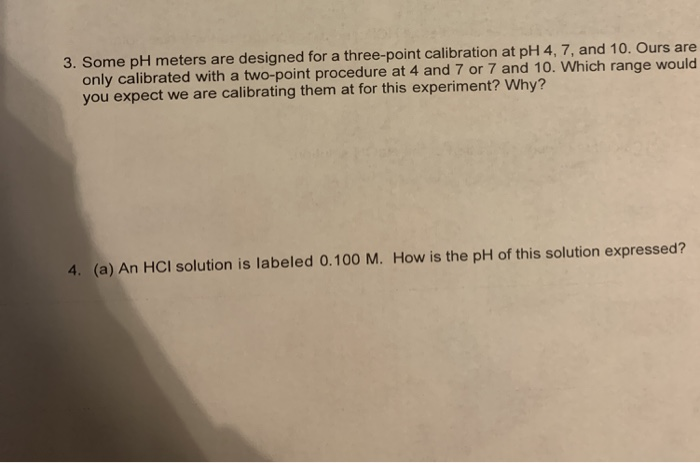 3. Some pH meters are designed for a three-point | Chegg.com