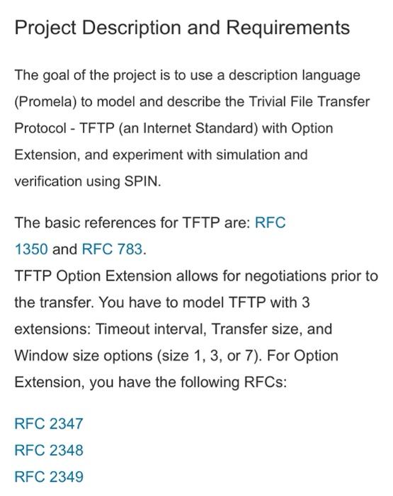 Solved Project Description and Requirements The goal of the | Chegg.com