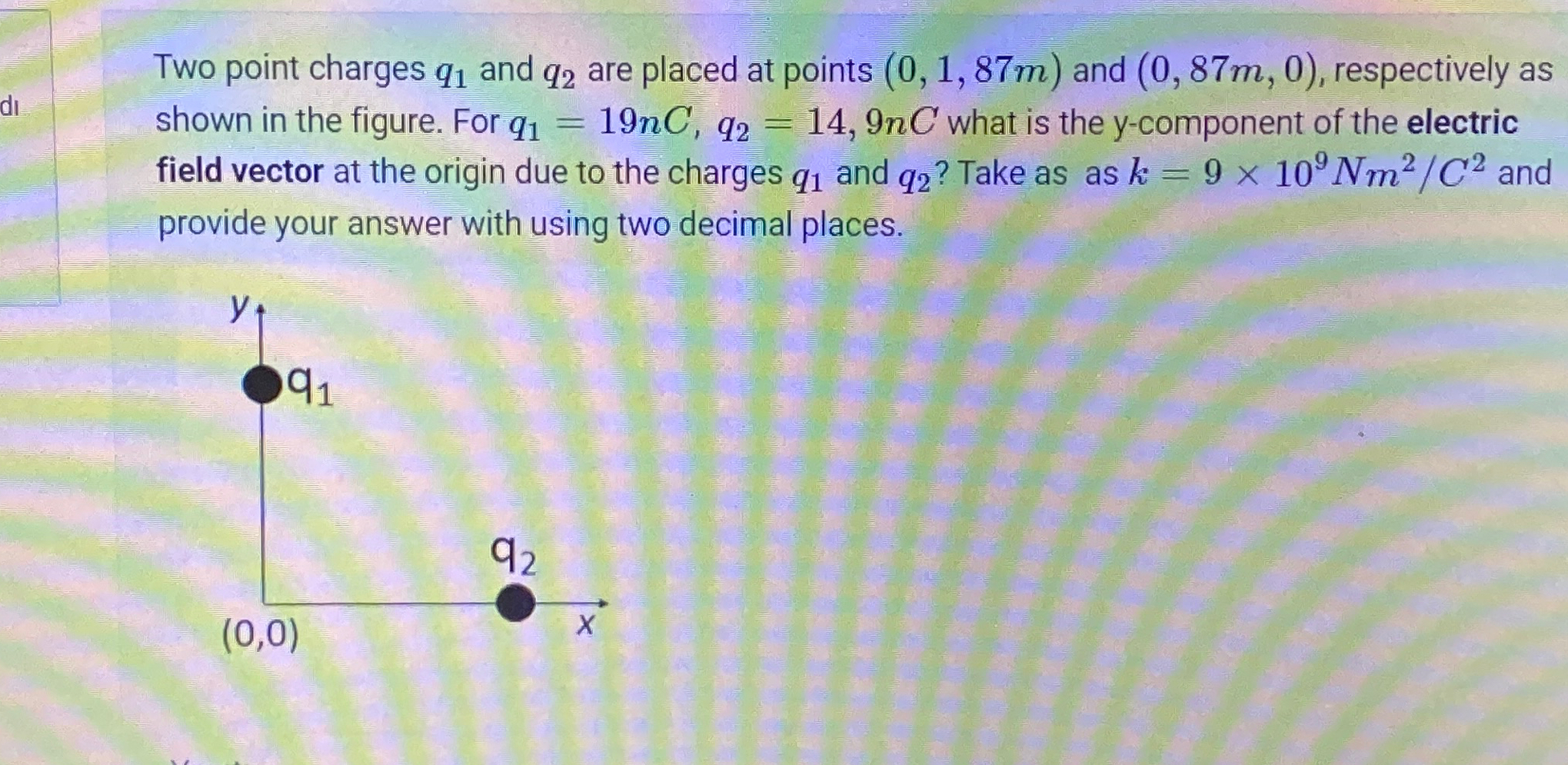 Solved Two point charges q1 ﻿and q2 ﻿are placed at points | Chegg.com