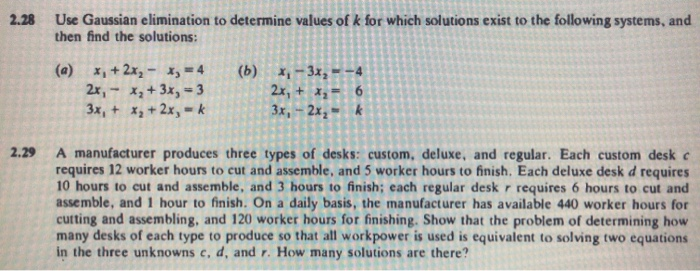 Solved 2.28 Use Gaussian elimination to determine values of | Chegg.com