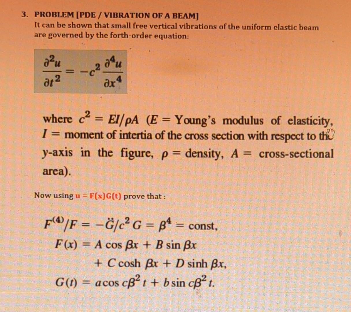 3. PROBLEM [PDE / VIBRATION OF A BEAM] It can be | Chegg.com