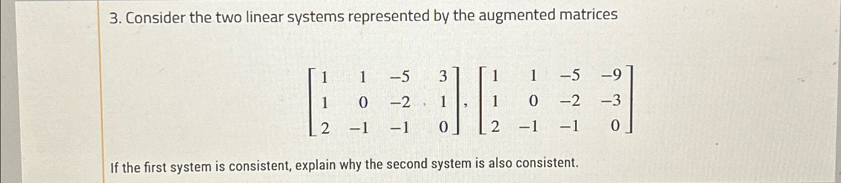 Consider the two linear systems represented by the | Chegg.com