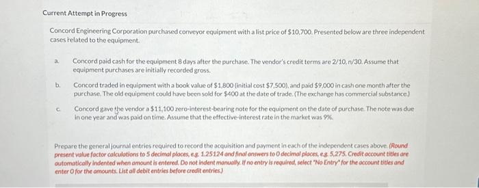 Solved Current Attempt in Progress Concord Engineering | Chegg.com