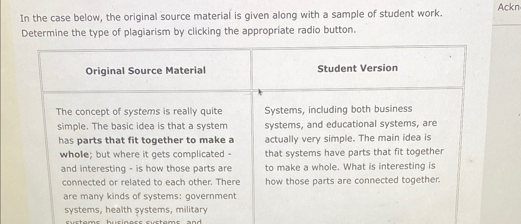 Solved In the case below, the original source material is | Chegg.com