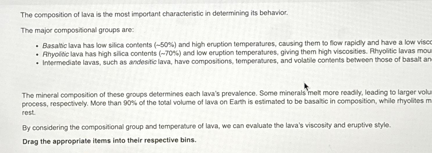 Solved The composition of lava is the most important | Chegg.com