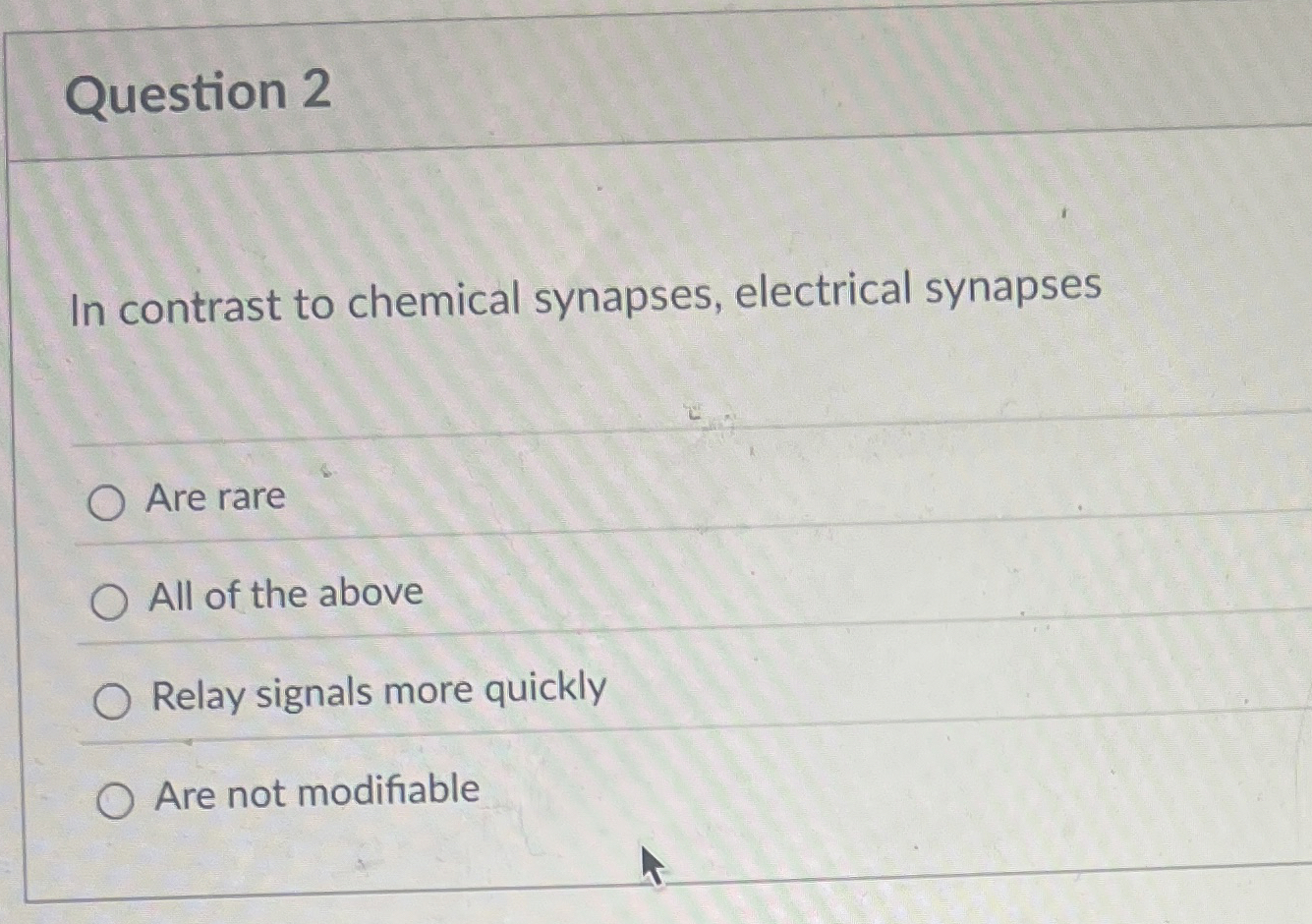 Solved Question 2In contrast to chemical synapses, | Chegg.com