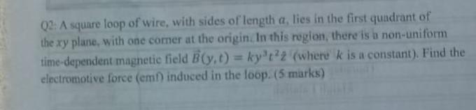 Solved Q2: A square loop of wire, with sides of length a, | Chegg.com