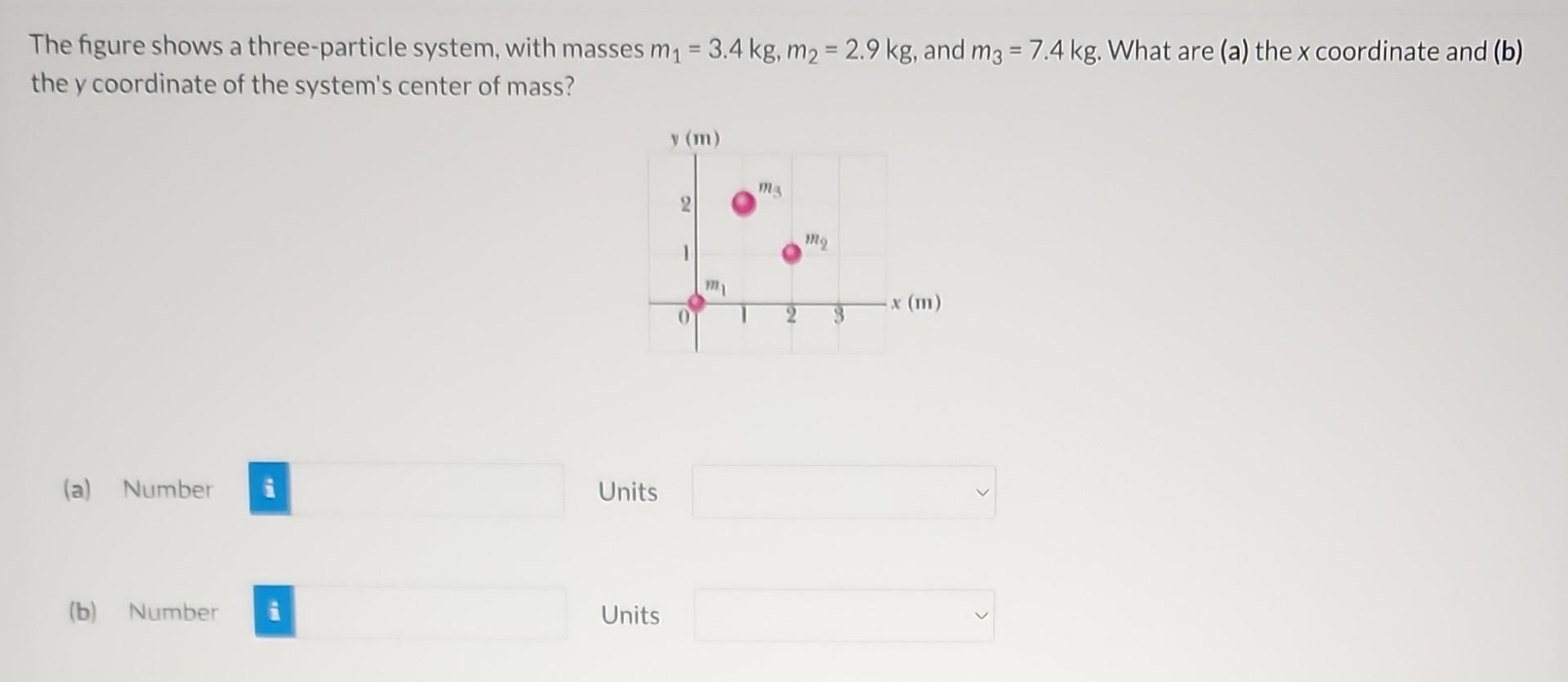Solved The figure shows a three-particle system, with masses | Chegg.com