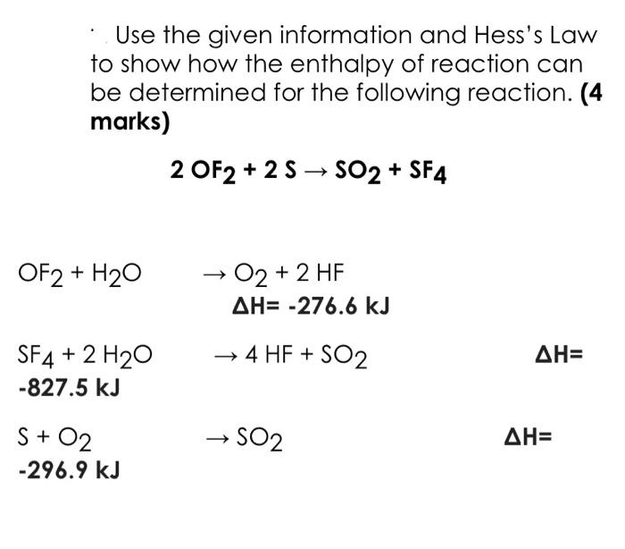 Solved Use the given information and Hess's Law to show how | Chegg.com