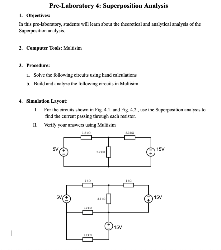 Pre-Laboratory 4: Superposition | Chegg.com