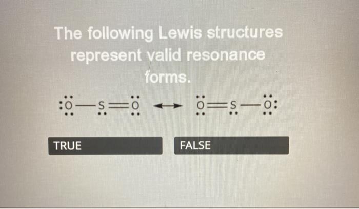 Solved The following Lewis structures represent valid | Chegg.com