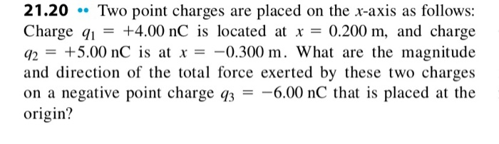 Solved 21.20 . Two point charges are placed on the x-axis as | Chegg.com
