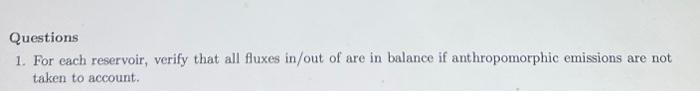 Solved Global Carbon Cycle Mixture Model and Carbon Capture | Chegg.com