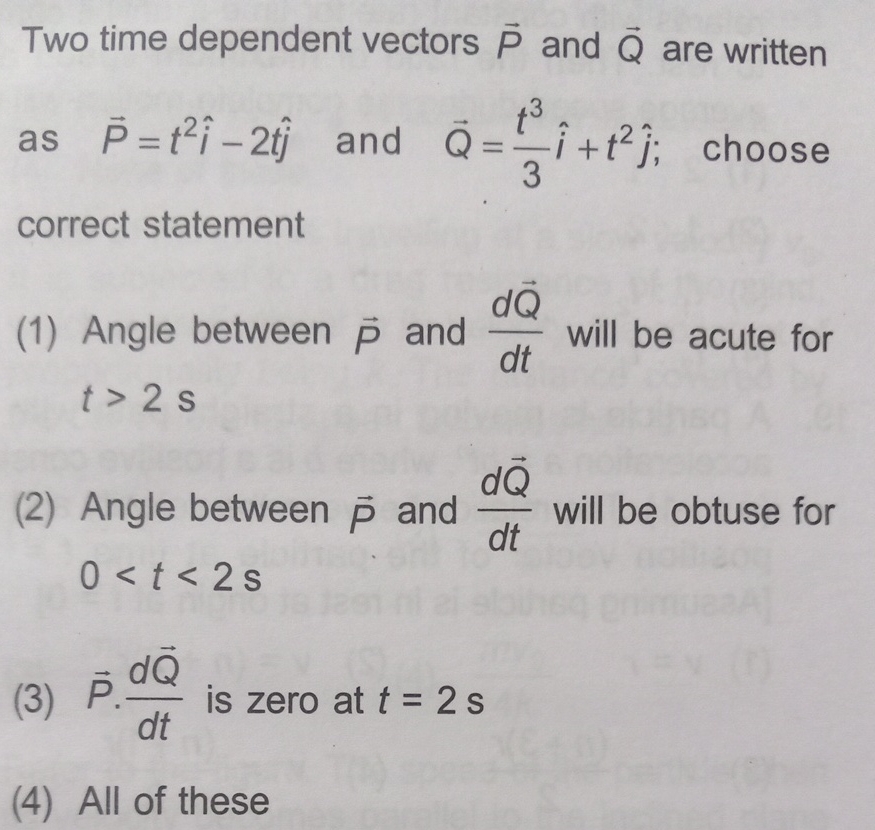 Solved Two time dependent vectors vec(P) ﻿and vec(Q) ﻿are | Chegg.com