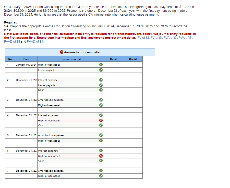 Solved On January 1, 2024, ﻿Harlon Consulting entered Into a | Chegg.com