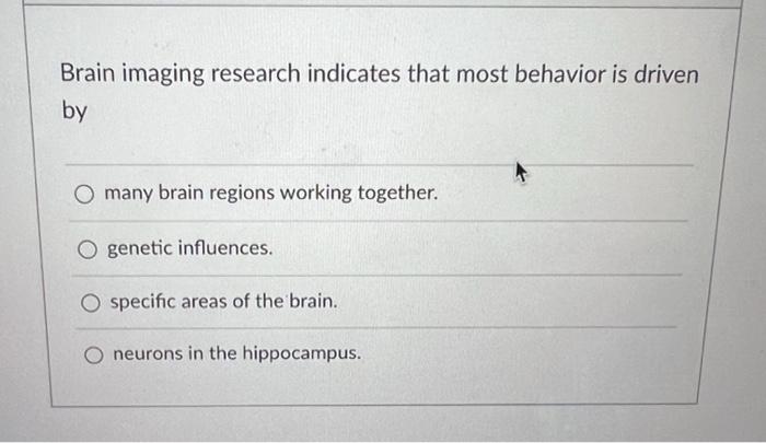 Solved Brain imaging research indicates that most behavior | Chegg.com