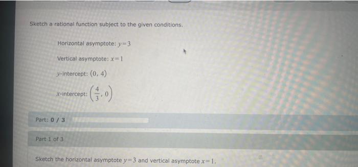 Solved Sketch a rational function subject to the given | Chegg.com