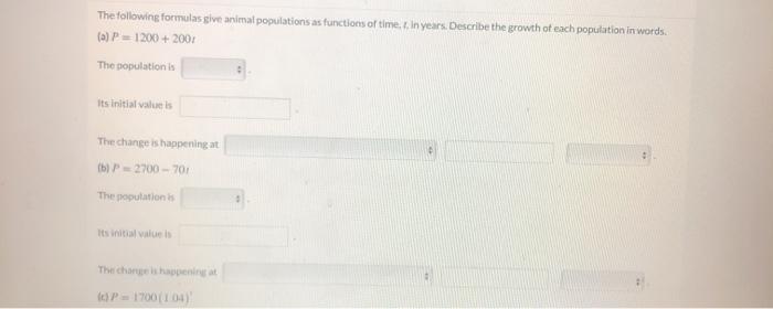 Solved The following formulas give animal populations as | Chegg.com