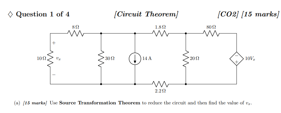 Solved Question 1 ﻿of 4[Circuit Theorem][CO2] [15 | Chegg.com