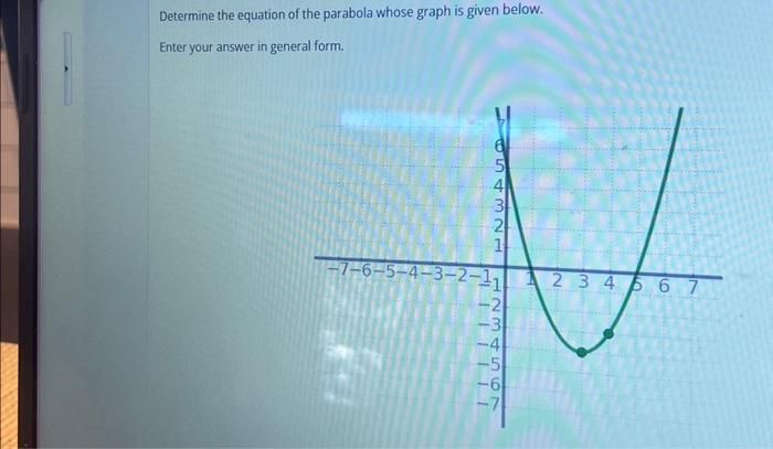 Solved Determine the equation of the parabola whose graph is | Chegg.com