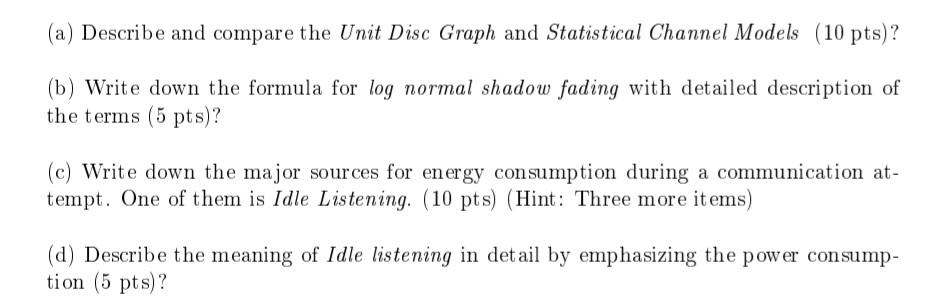 Solved (a) Describe and compare the Unit Disc Graph and | Chegg.com