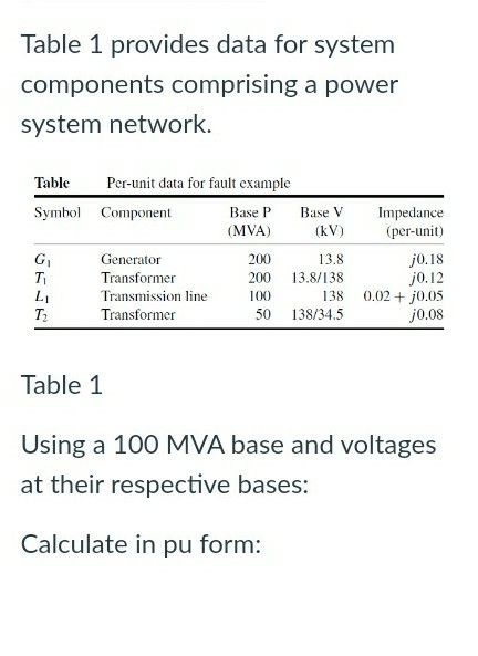 Solved the generator reactance (2 marks) the transformer T1 | Chegg.com
