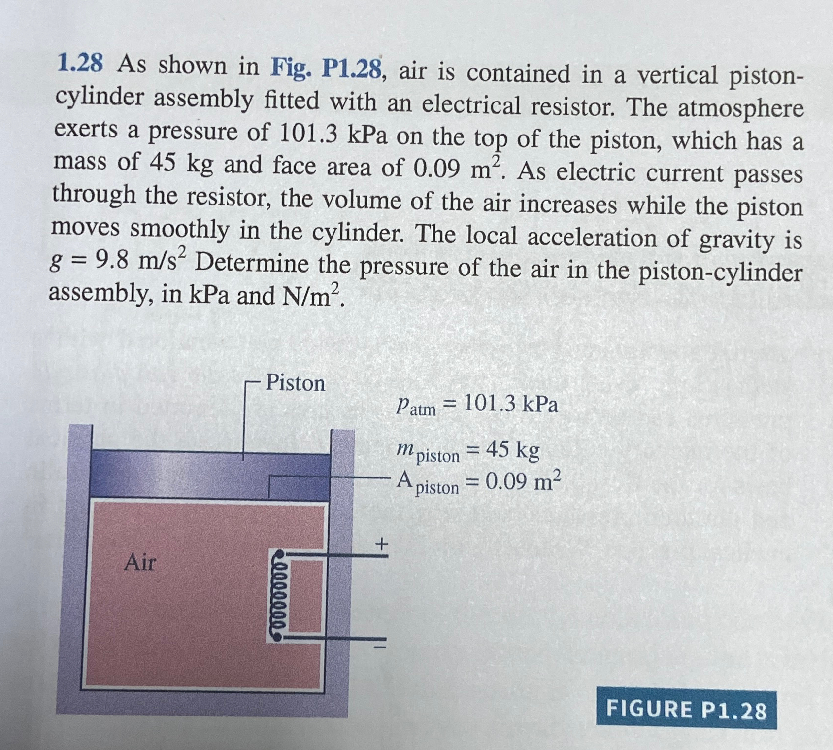 Solved 1.28 ﻿As shown in Fig. P1.28, ﻿air is contained in a | Chegg.com