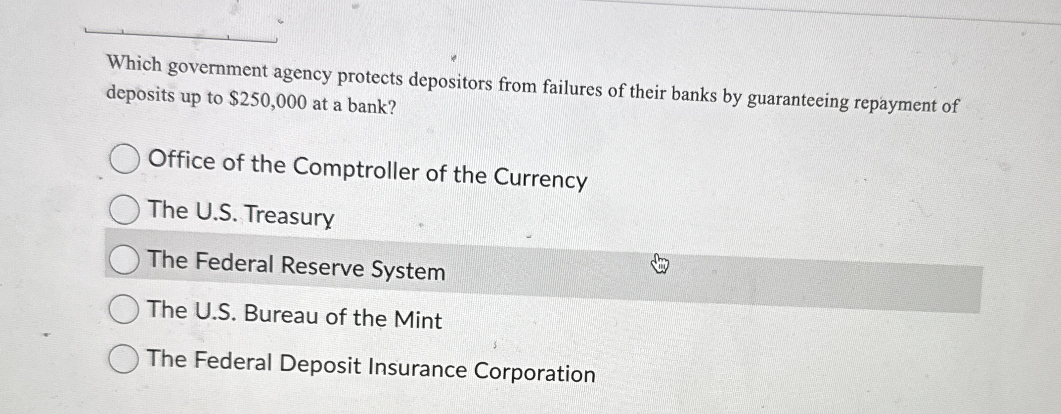 Which government agency protects depositors from | Chegg.com