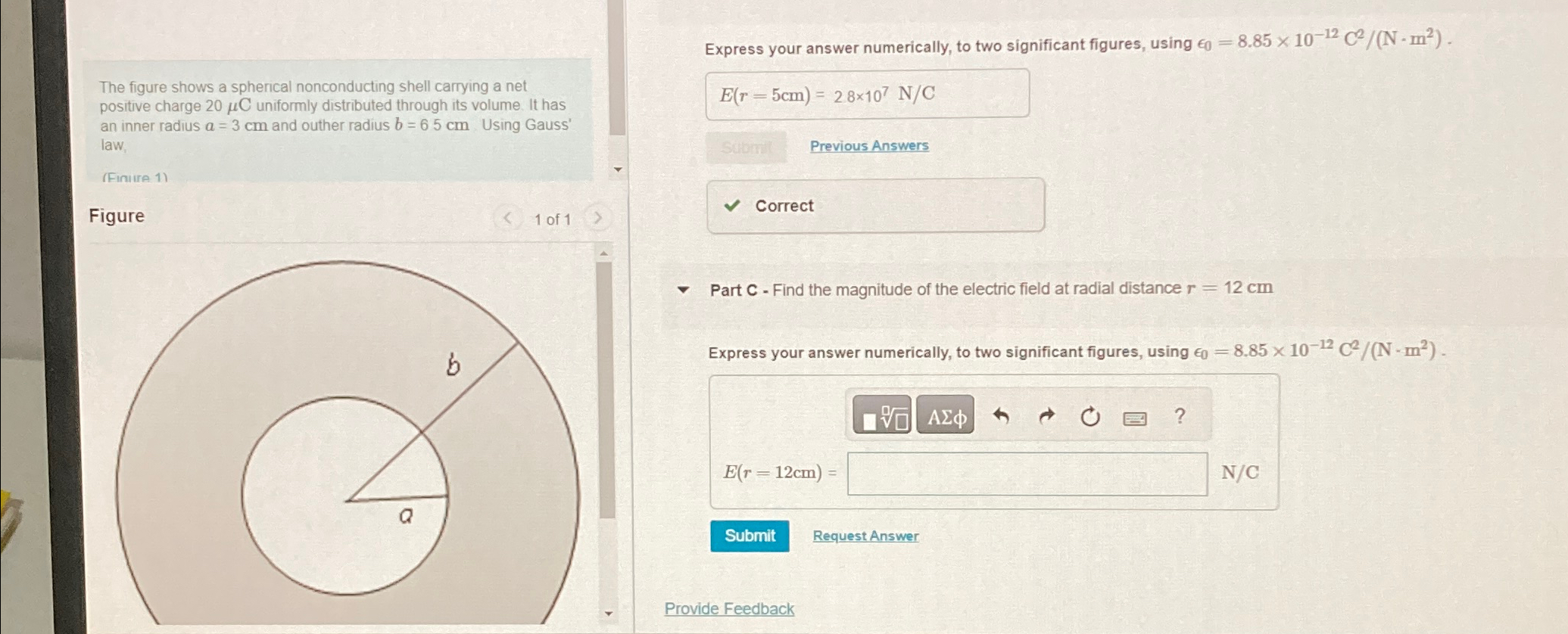 Solved The figure shows a spherical nonconducting shell | Chegg.com