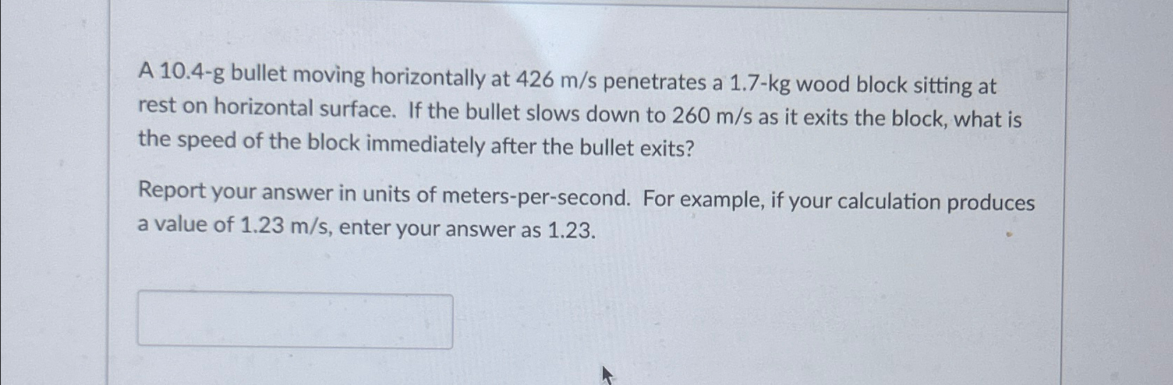 Solved A 10.4-g bullet moving horizontally at 426ms | Chegg.com