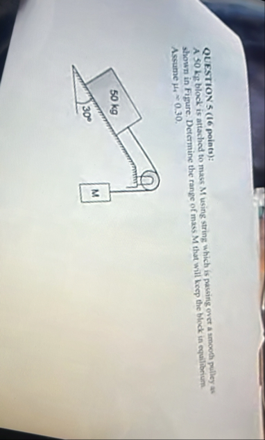 Solved QUESTION 5 ( 16 ﻿points):A 50 ﻿kg block is attached | Chegg.com