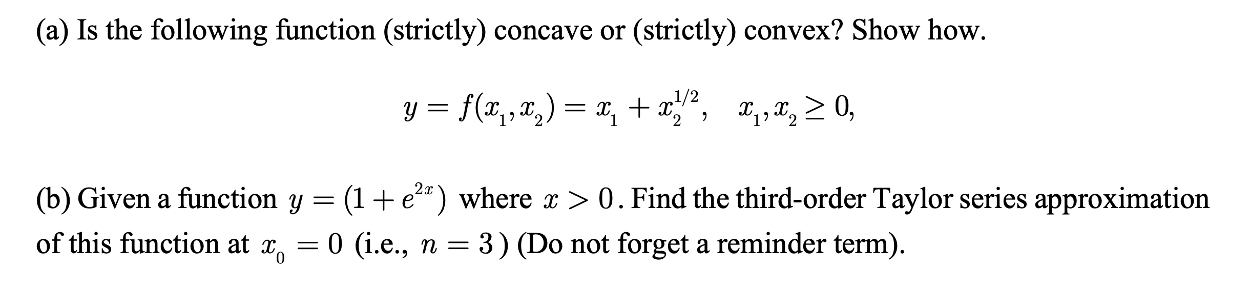 Solved (a) ﻿Is the following function (strictly) ﻿concave or | Chegg.com