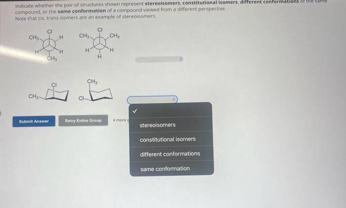 Solved Indicate whether the pair of structures shown | Chegg.com