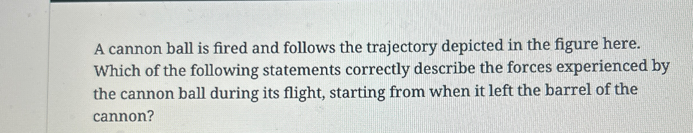 Solved A cannon ball is fired and follows the trajectory | Chegg.com