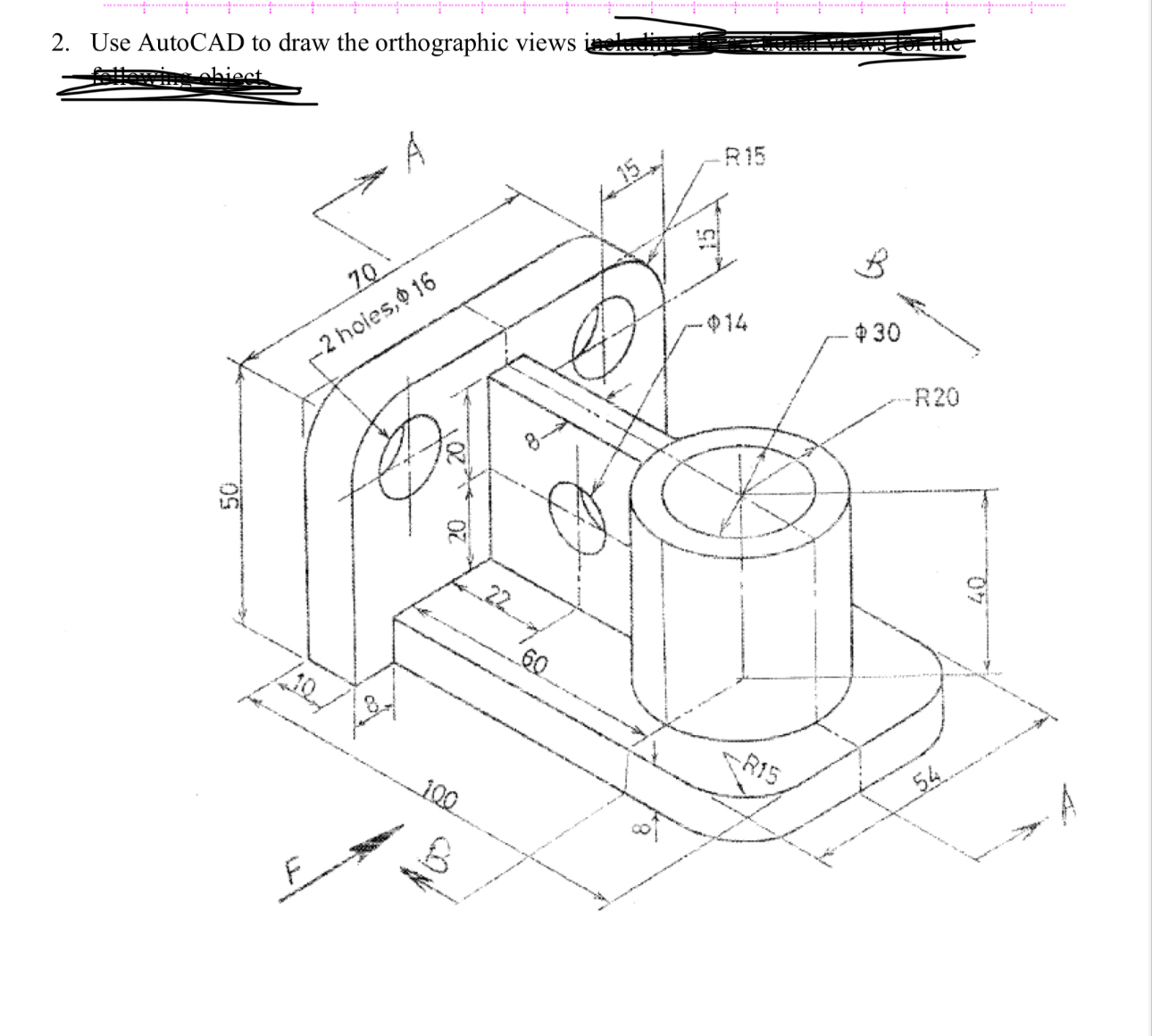 Solved Use AutoCAD to draw the orthographic views1, | Chegg.com