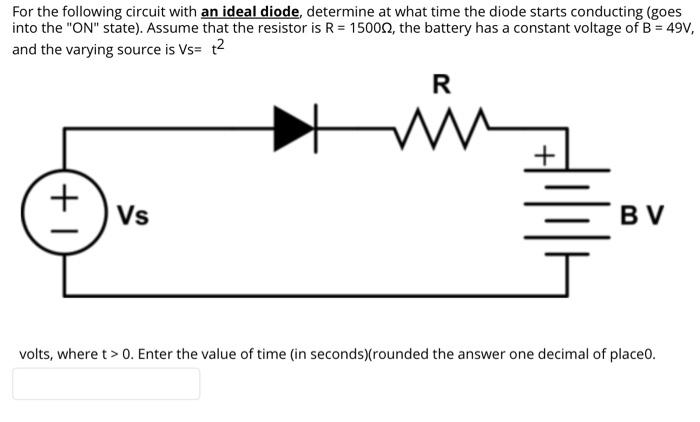 Solved For the following circuit with an ideal diode, | Chegg.com