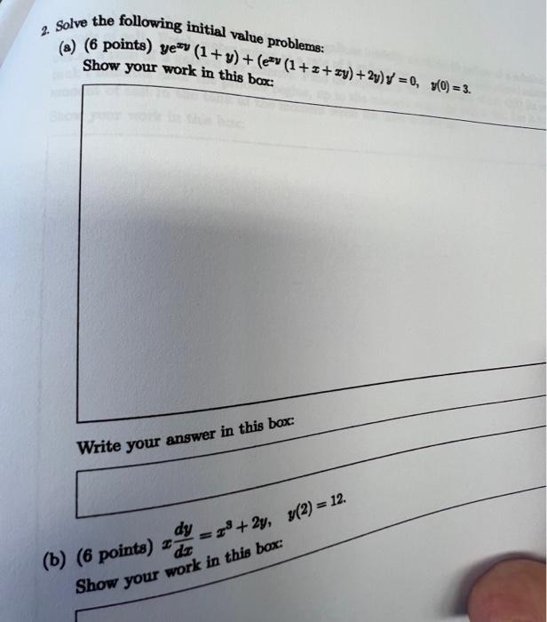 Solved 2. Solve the following initial value problems: (8) (6 | Chegg.com