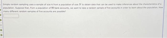Solved Simple random sampling uses a sample of size n from a | Chegg.com