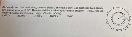Solved 3) Consider two thin, conducting, spherical shells as | Chegg.com
