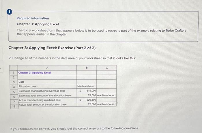 Solved Required information Chopter 3: Applying Excel The | Chegg.com