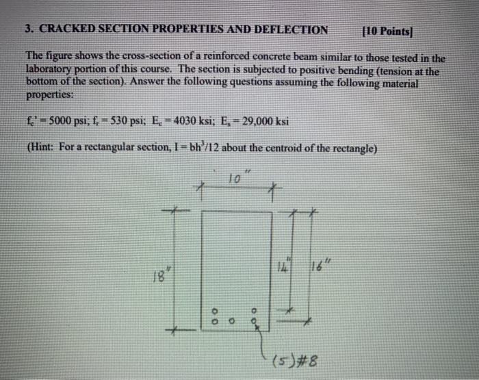 Solved 3. CRACKED SECTION PROPERTIES AND DEFLECTION [10 | Chegg.com